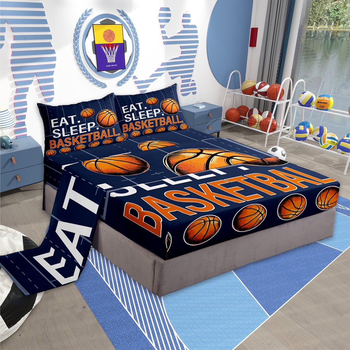 Erosebridal Basketball Bed Sheets Twin , Sport Sheet Set Twin, 3pcs ...