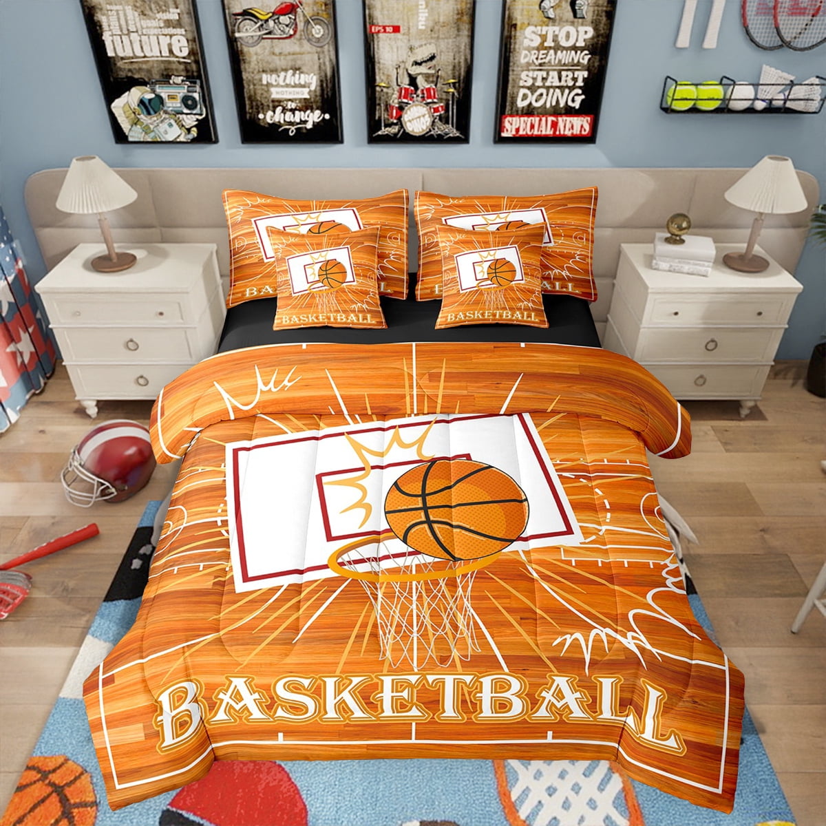 Erosebridal Basketball Bed In A Bag Twin Size Sports Games Comforter 7 ...