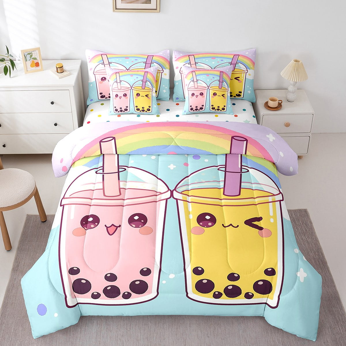 Erosebridal Kids Boba Tea Bedding Full Size, Kawaii Boba Bed in a Bag ...