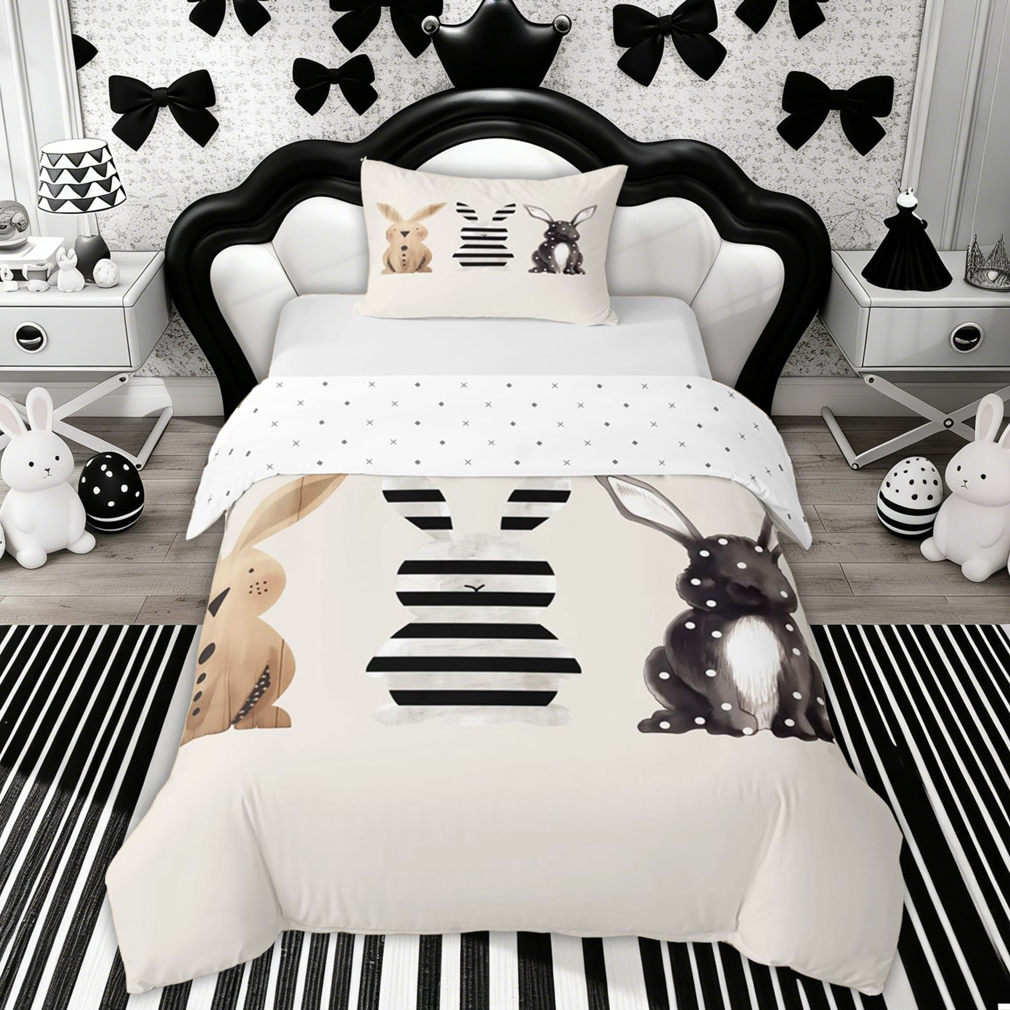 Erosebridal Kids Cartoon Rabbit Twin Bedding, Happy Easter Animals ...