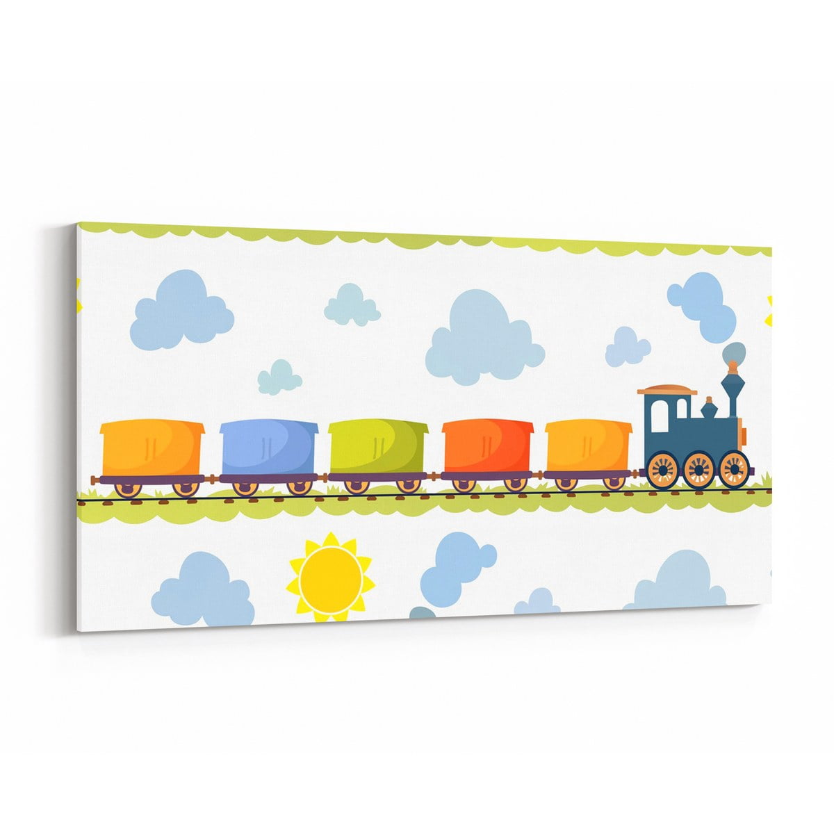 Erosebridal Cartoon Train Paintings Wall Decor Framed, Watercolor ...