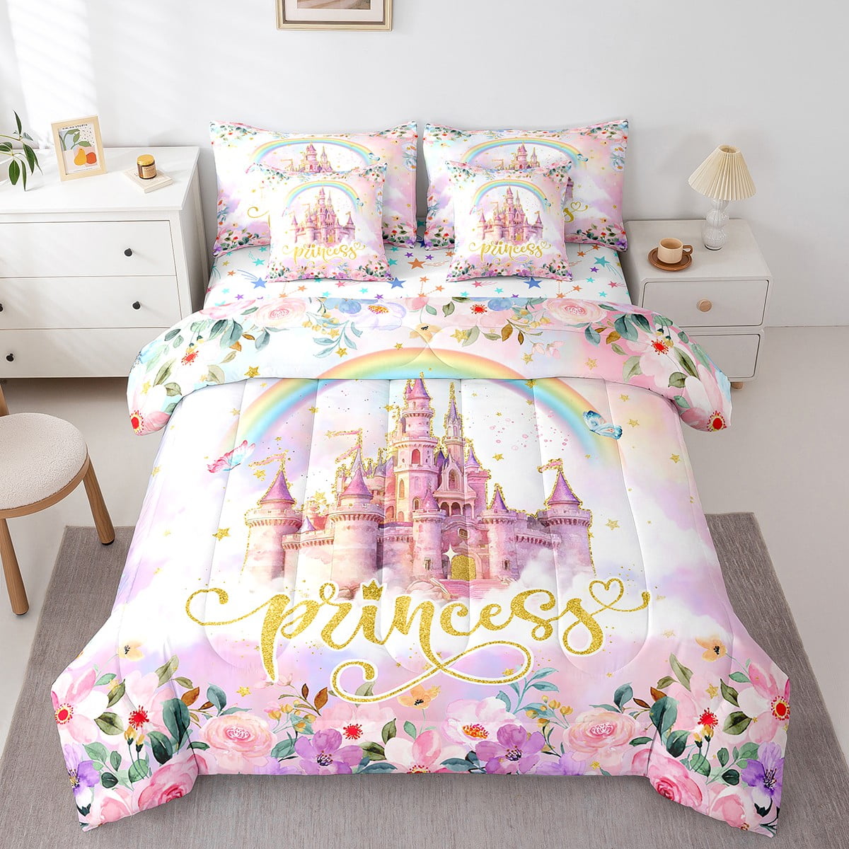 Erosebridal Castle Bedding Sets Twin Size, Garden Flower Comforter Sets ...