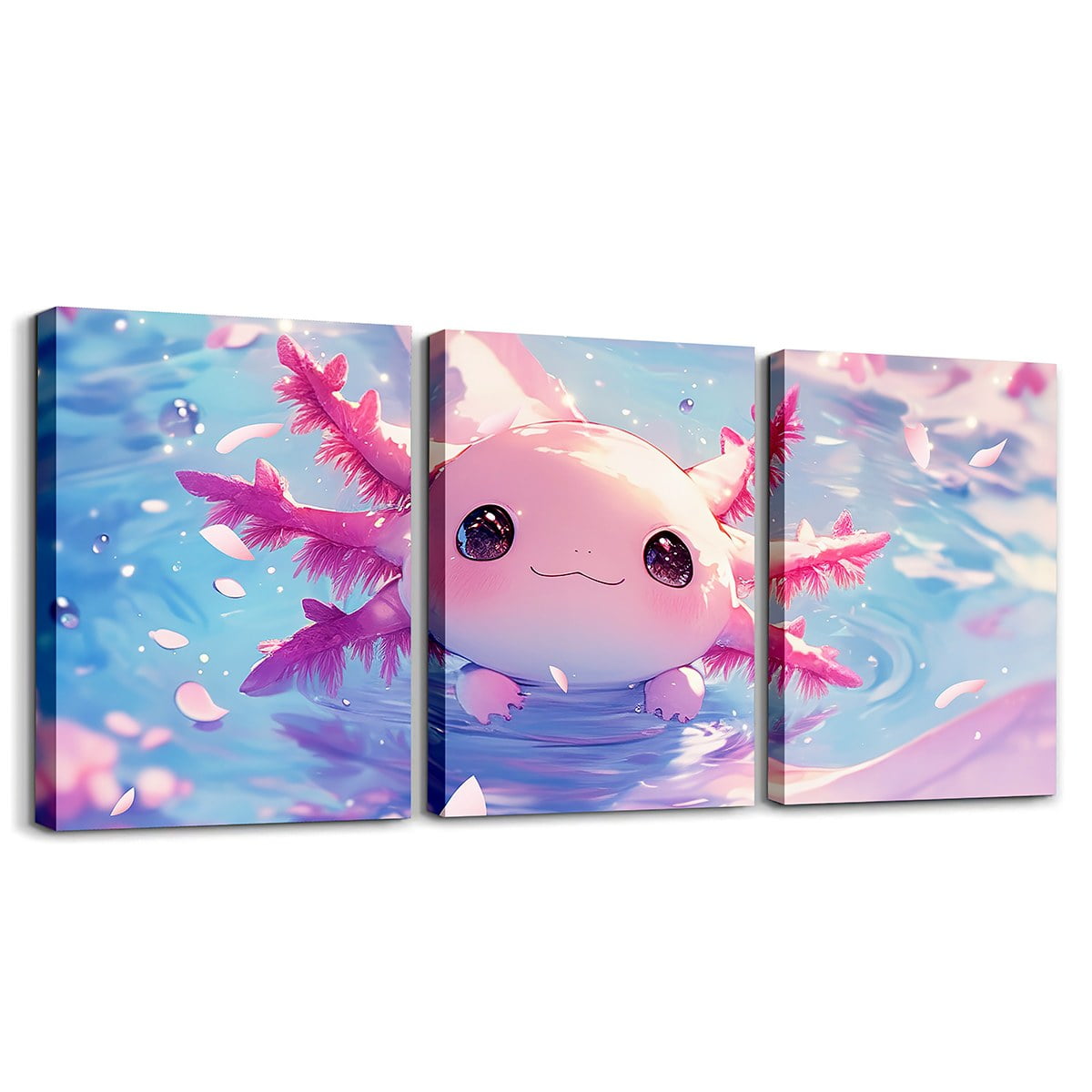 Erosebridal Kids Cute Axolotl Canvas Wall Art Living Room Bedroom ...