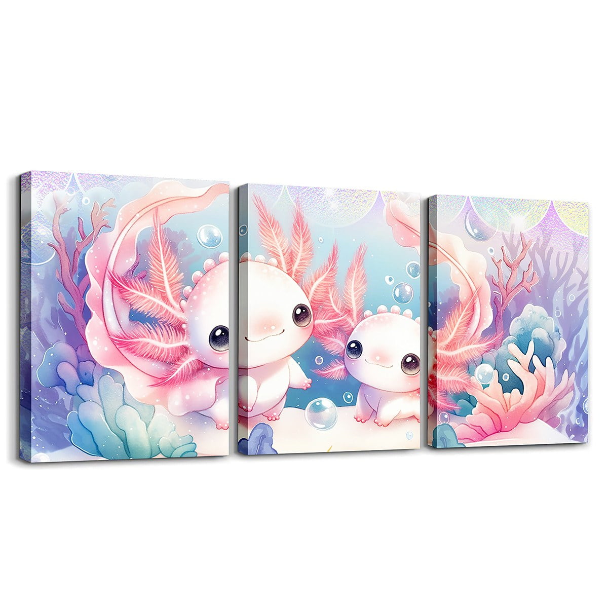 Erosebridal Kids Cute Axolotl Picture Wall Decor Purple Mermaid Scale ...