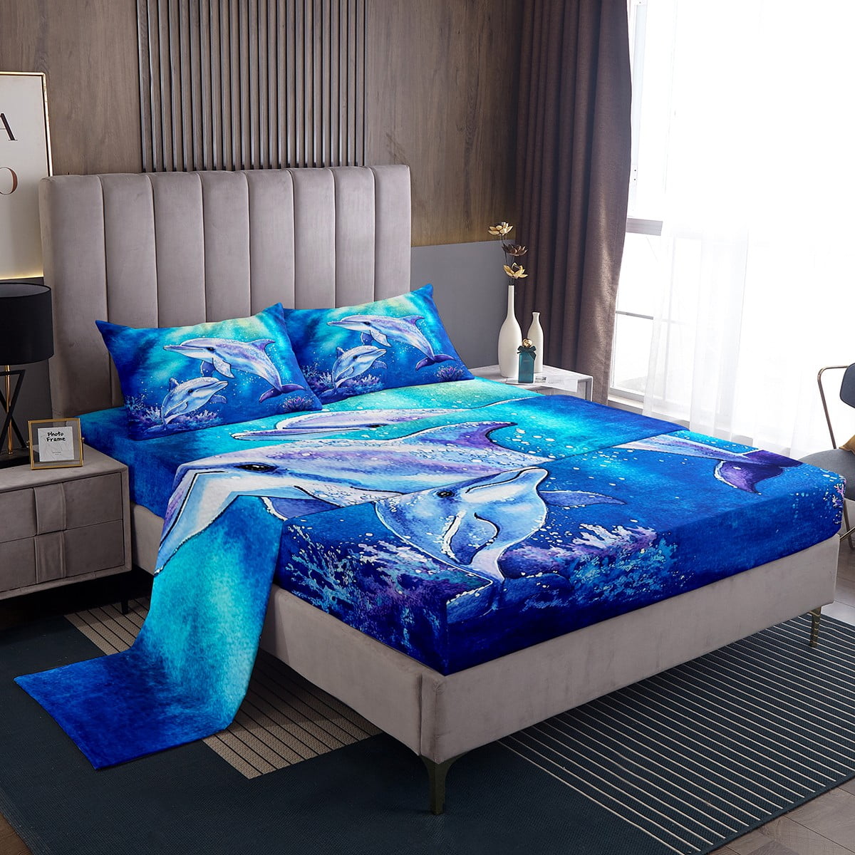 Erosebridal Dolphin Sheet Set Full Size Ocean Marine Themed Bed Sheets ...