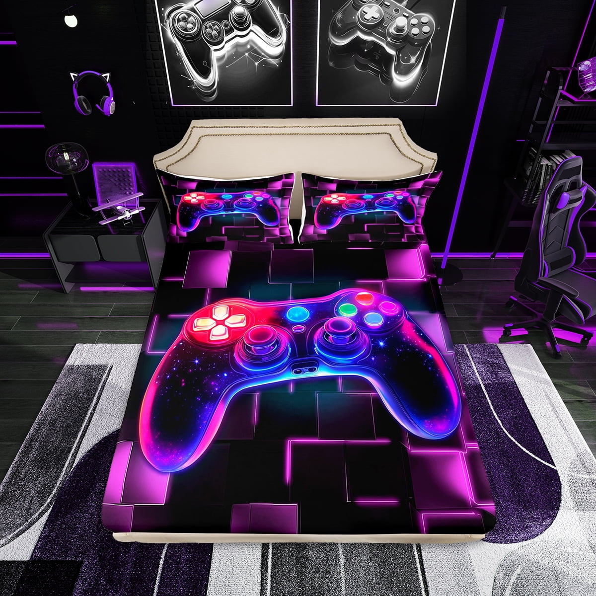 Erosebridal Kids Gamer Bed Sheets Set Twin,Gaming Sheet Set,Video Games ...