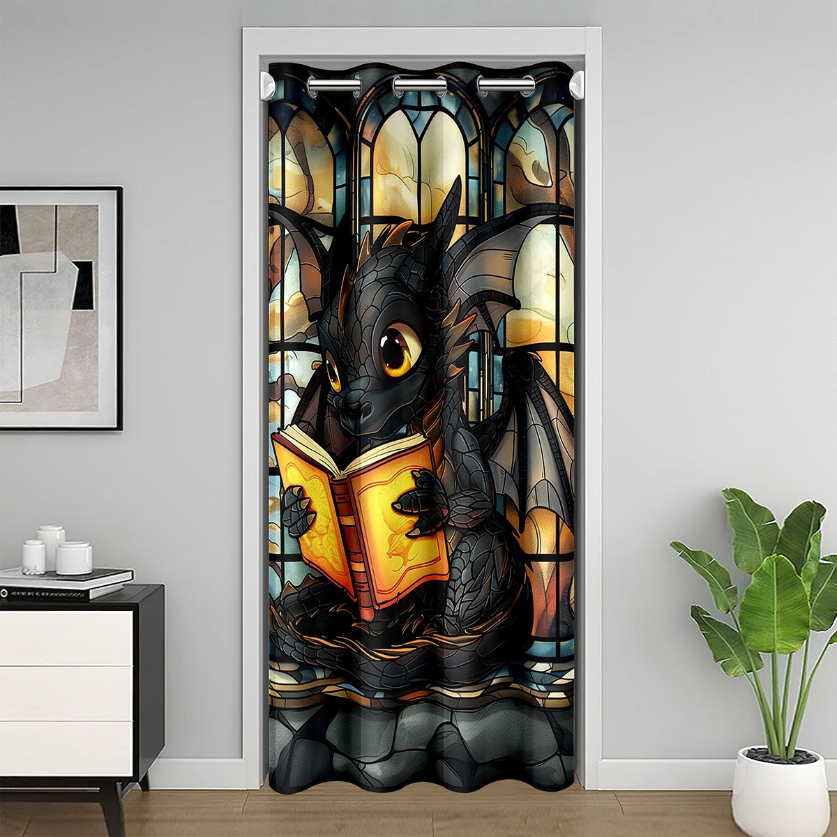 Erosebridal Kawaii Dragon Door Curtain For Door Window 34x80,Geometric ...