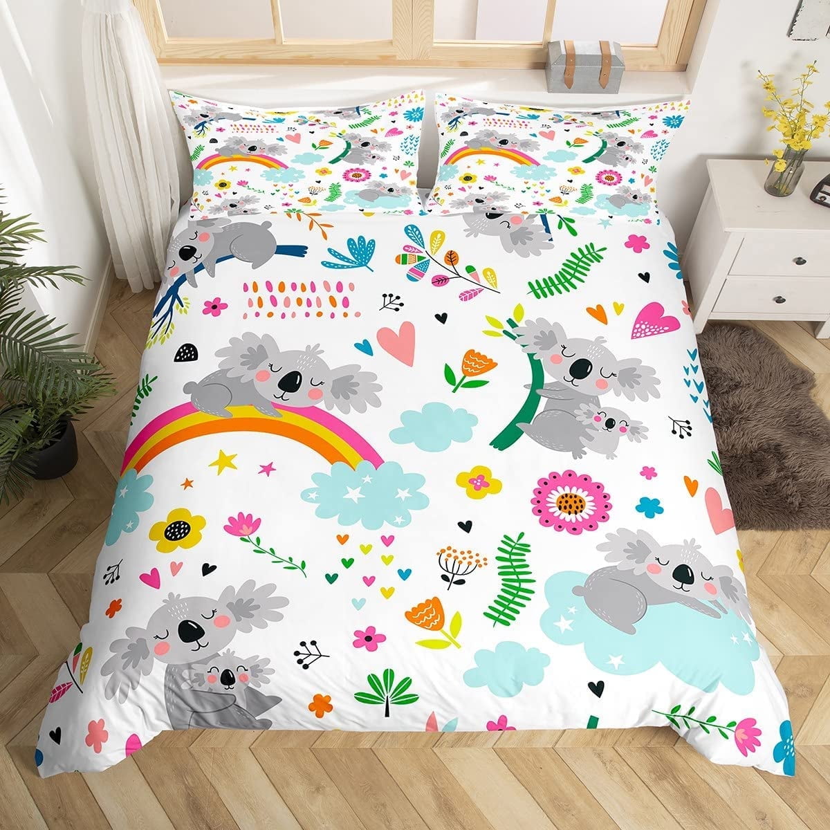 Erosebridal Koala Bedding Set Cute Animal Pattern Duvet Cover Cartoon ...
