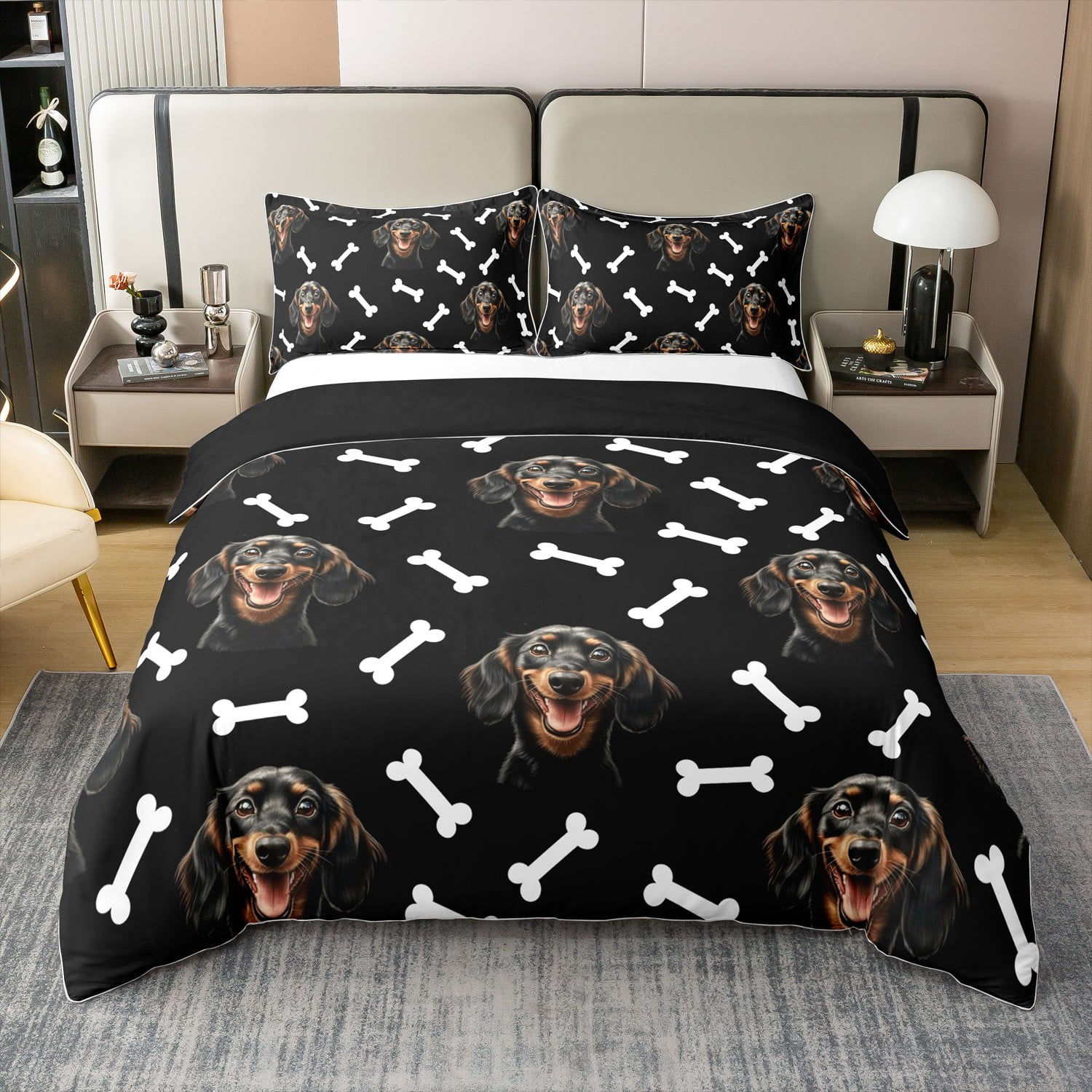 Erosebridal Kids Pet 100% Cotton Duvet Cover Queen Size, Dachshund Dog ...