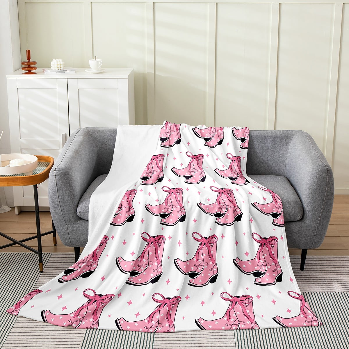 Erosebridal Kids Pink Boots All Season Bed Blanket Throw 50"x60" Star ...