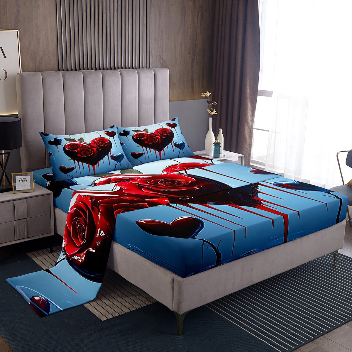 Erosebridal Rose Sheet Set Twin Size Flower Floral Bed Sheets Set ...