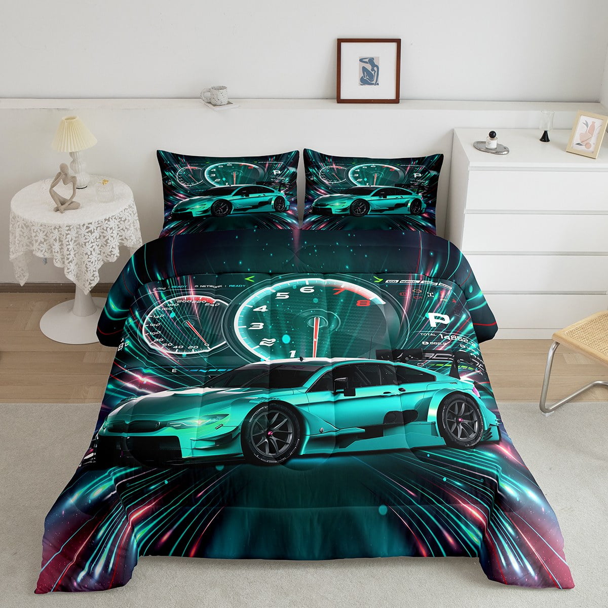 Erosebridal Sports Car Comforter Set Youth Teens Racing Car Bedding Set ...