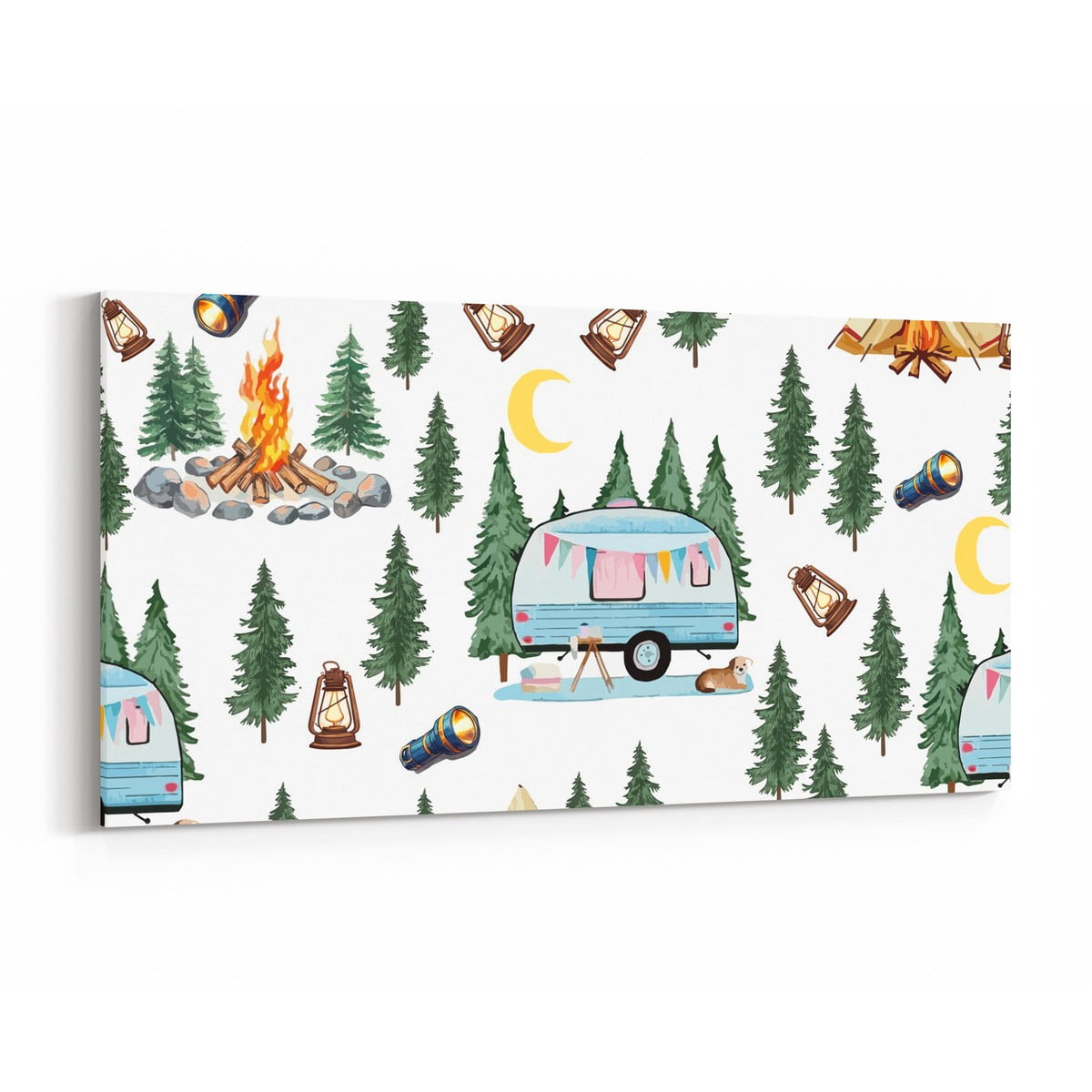 Erosebridal Summer Camping Paintings Wall Decor Bedroom 38x19, Green Trees RV Camper Car Poster ...