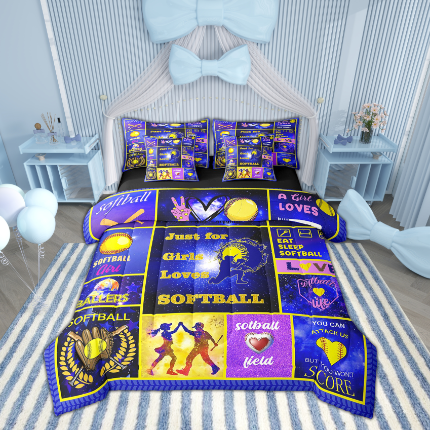 Erosebridal Teens Sports Bedding Twin Size, Softball Print Bed in a Bag ...
