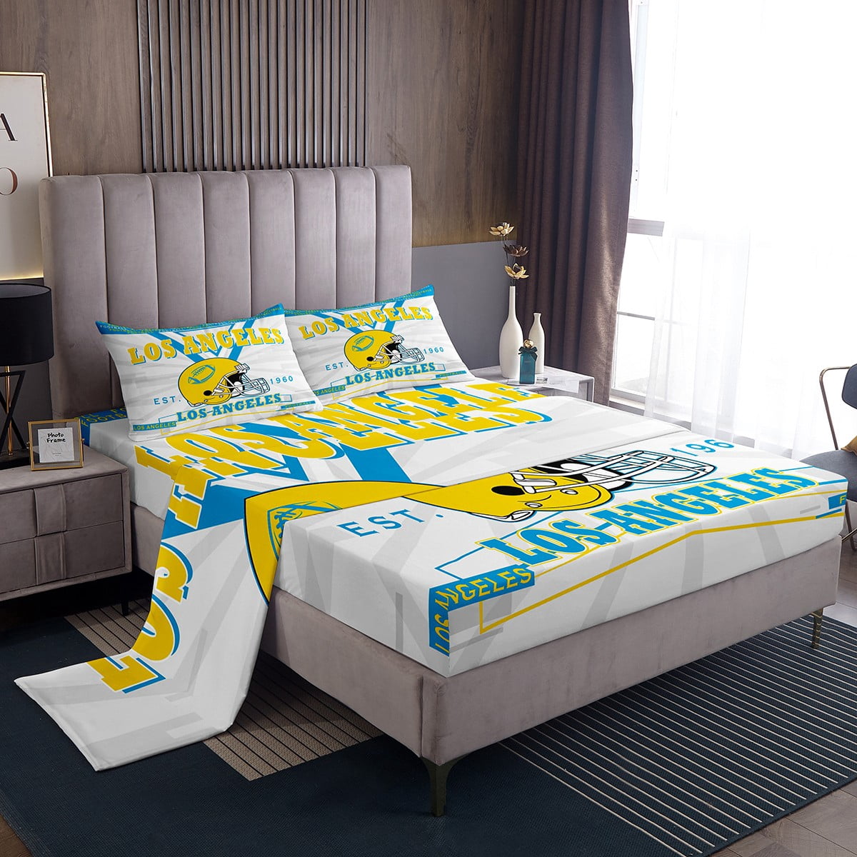Erosebridal King Sports Bed Sheets Set for Football Fan,Football Sheet ...