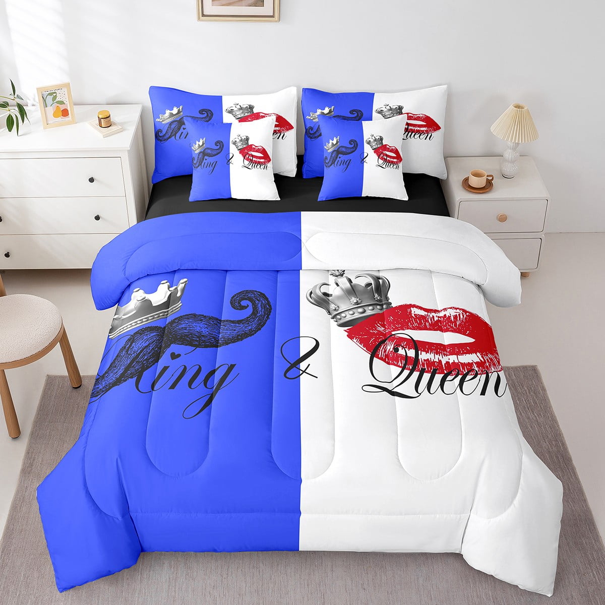 Erosebridal King and Full Bedding Sets Full Size, Crown Lip Comforter ...