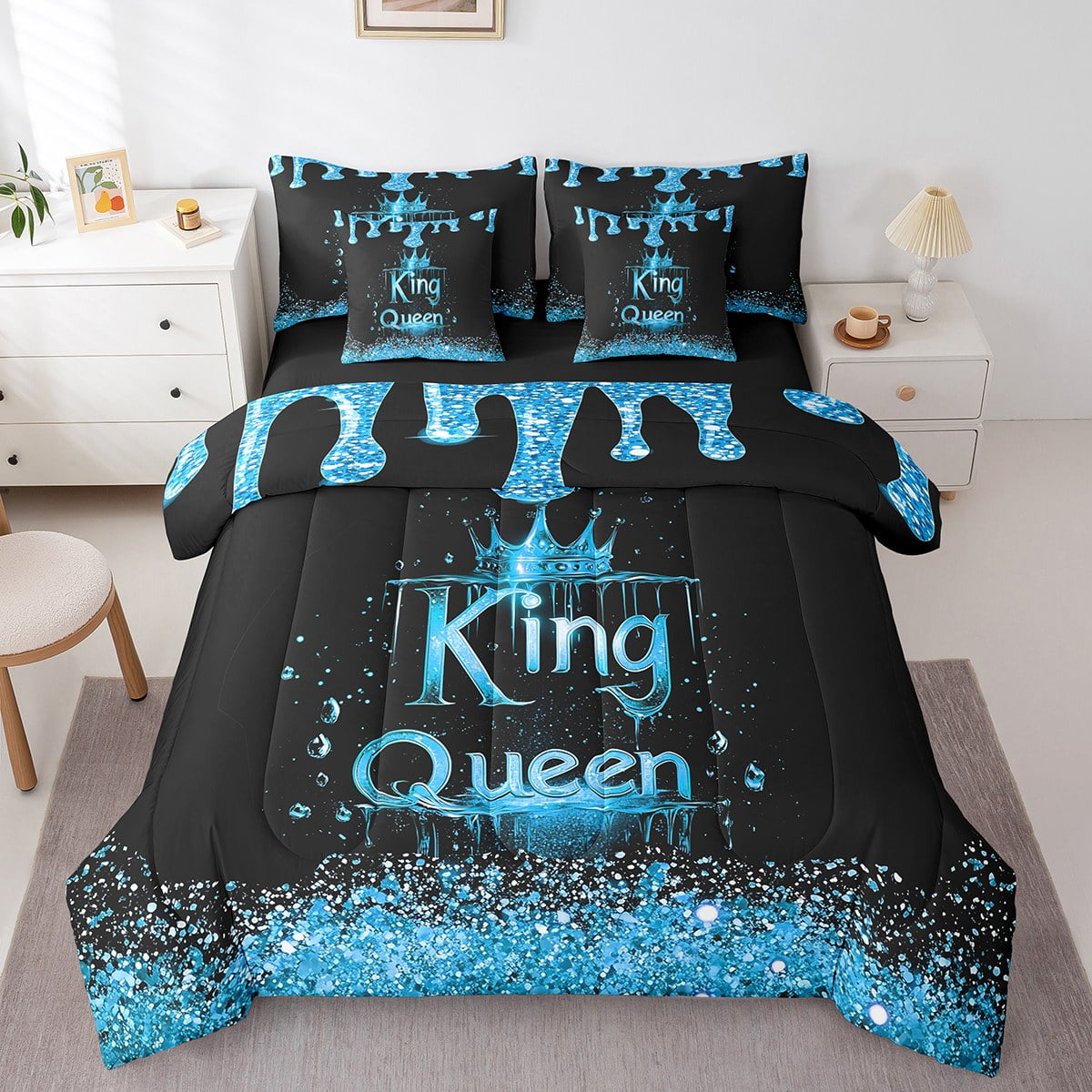 Erosebridal King and Queen Bedding King Size, Sequin print Bed in a Bag ...