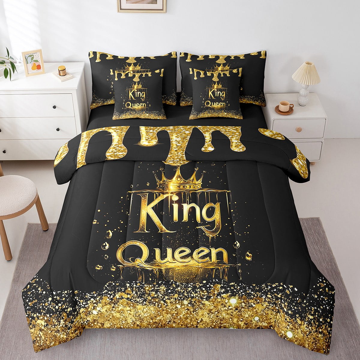 Erosebridal King and Queen Bedding King Size, Sequin print Bed in a Bag ...