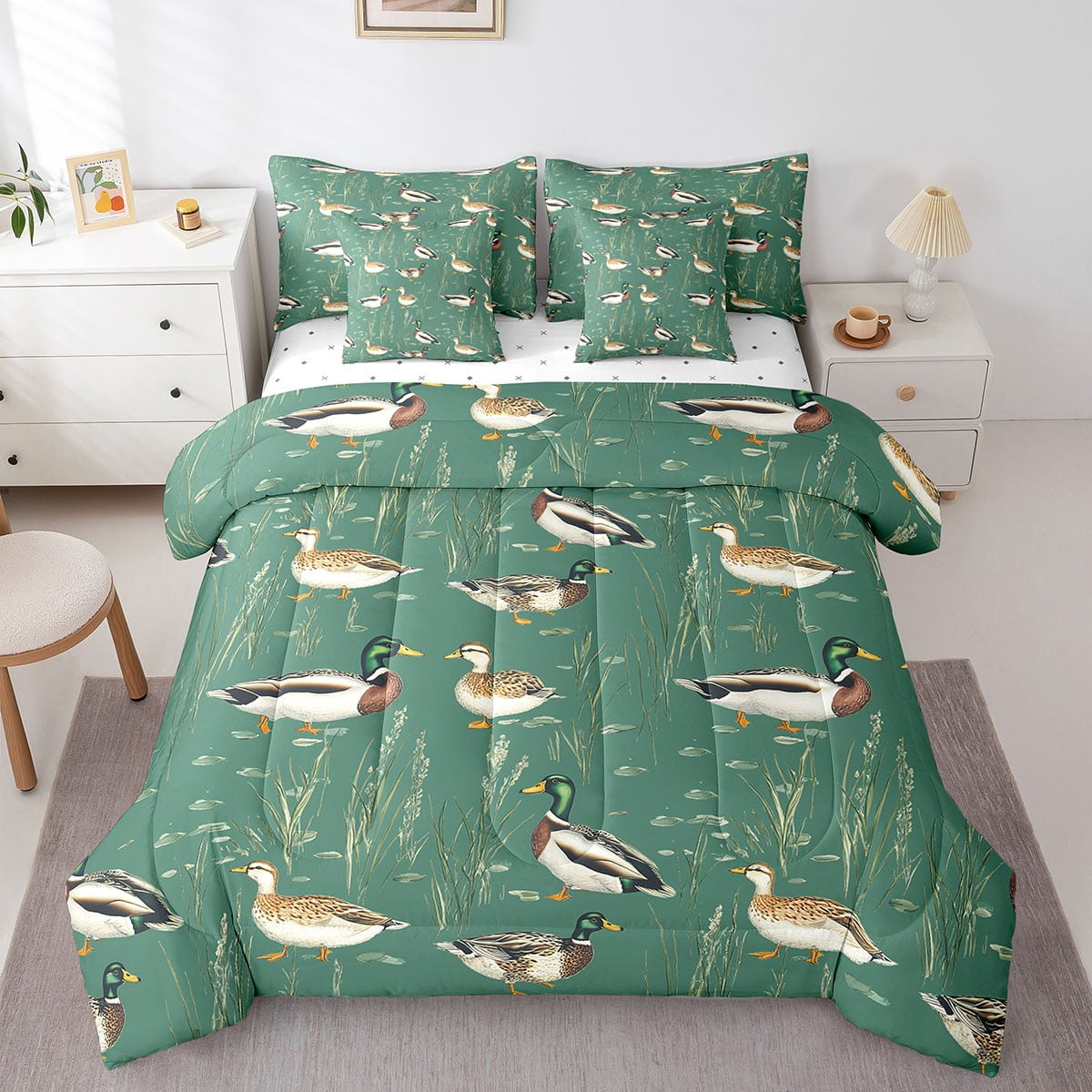 Erosebridal Lake Duck Bedding Queen Size, Rustic Wildlife Bed in a Bag ...