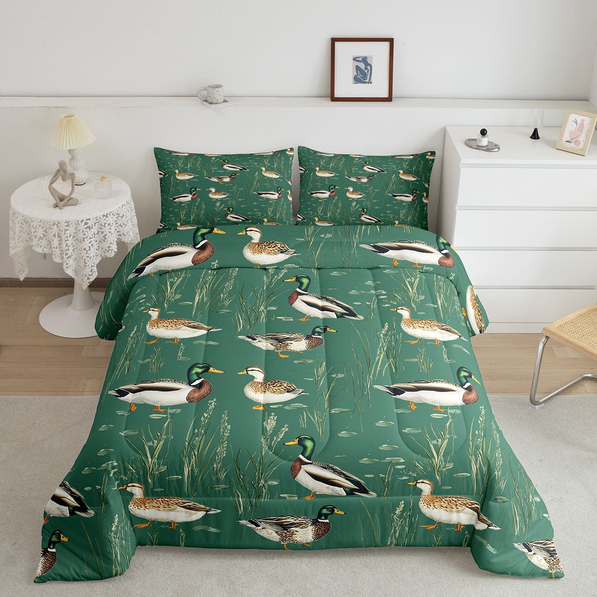 Erosebridal Lake Duck Bedding Twin Comforter Set, Rustic Wildlife Down ...