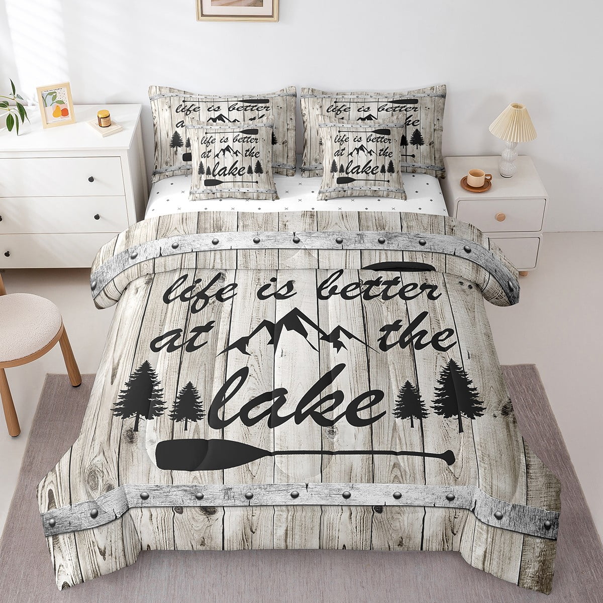 Erosebridal Lake House Bedding Queen Size,Vintage Paddle Bed In A Bag ...