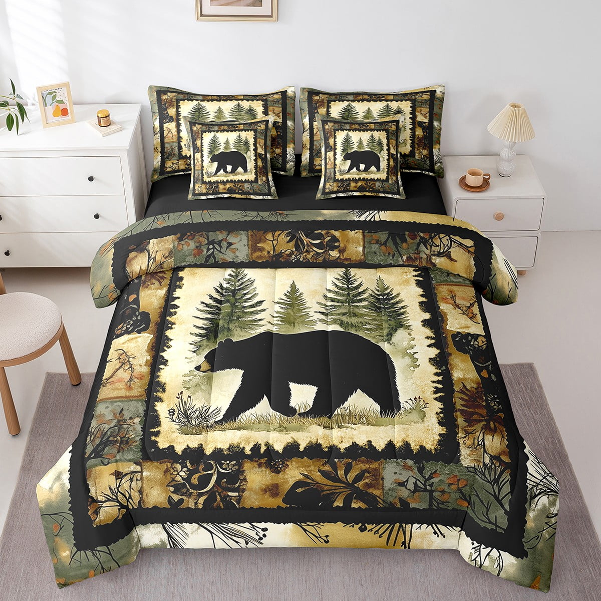 Erosebridal Lake House Bedding Sets Twin Size, Rustic Bear Comforter ...