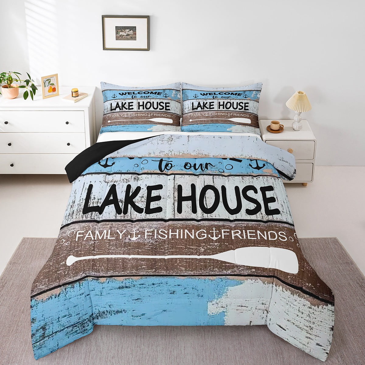 Erosebridal Lake House Comforter Sets Queen Size,Vintage Paddle Bedding ...