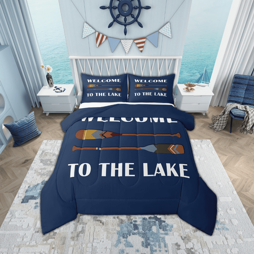 Erosebridal Lake House Paddle Bedding Comforter Set, Rustic Lodge Cabin ...
