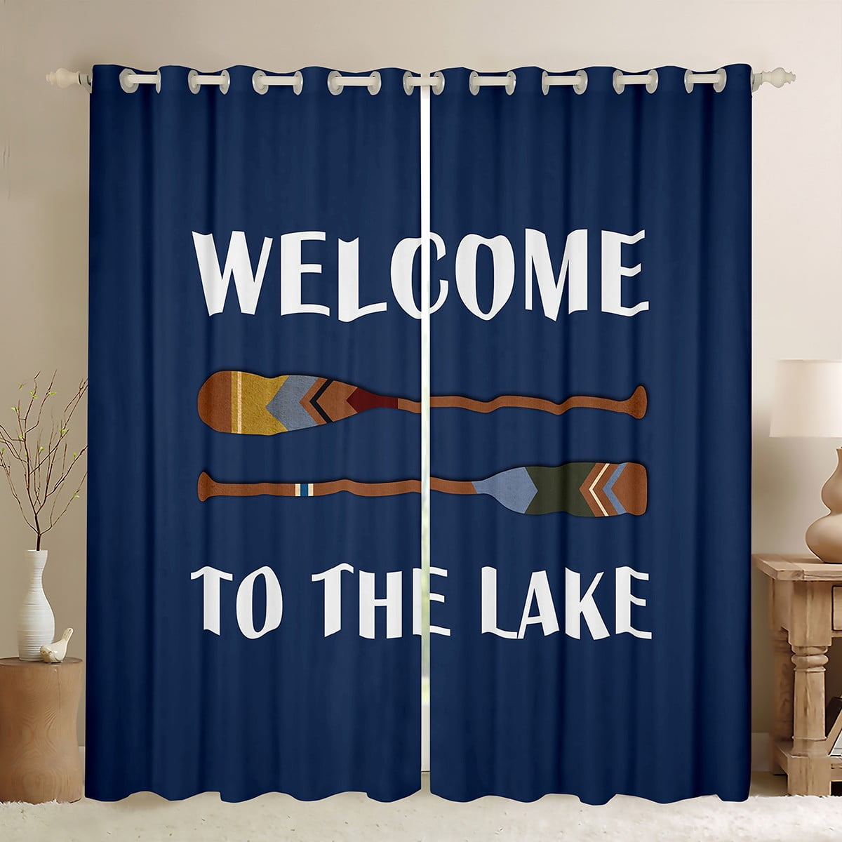 Erosebridal Lake House Paddle Curtains and Drapes (52x63), Rustic Lodge ...