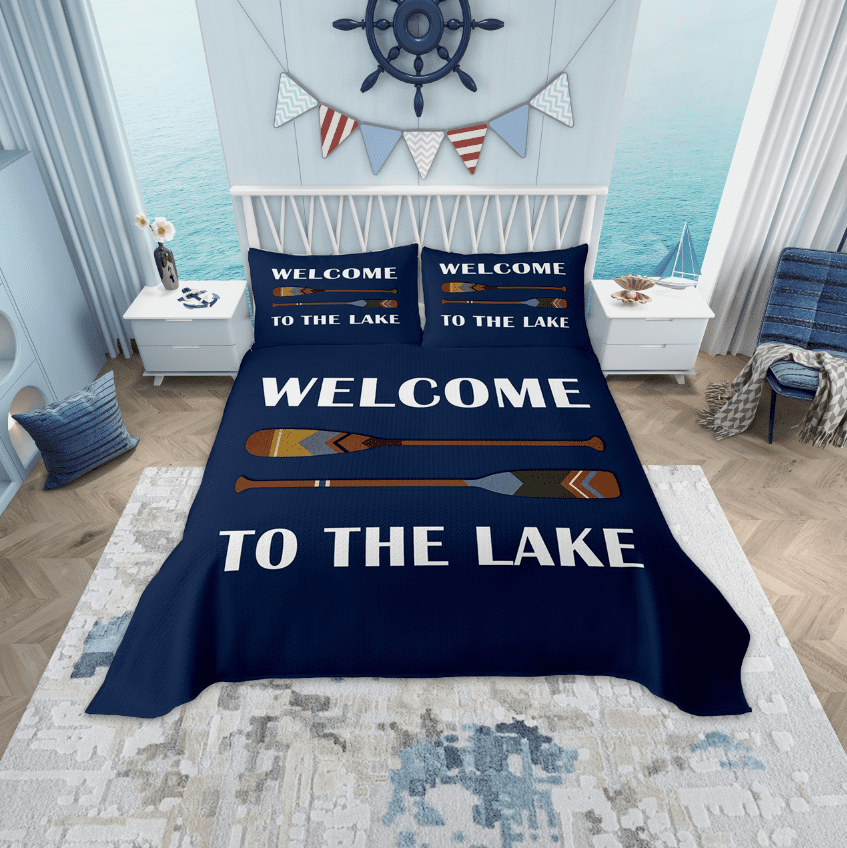 Erosebridal Lake House Paddle Quilt Sets for Queen Size Bed, Rustic ...