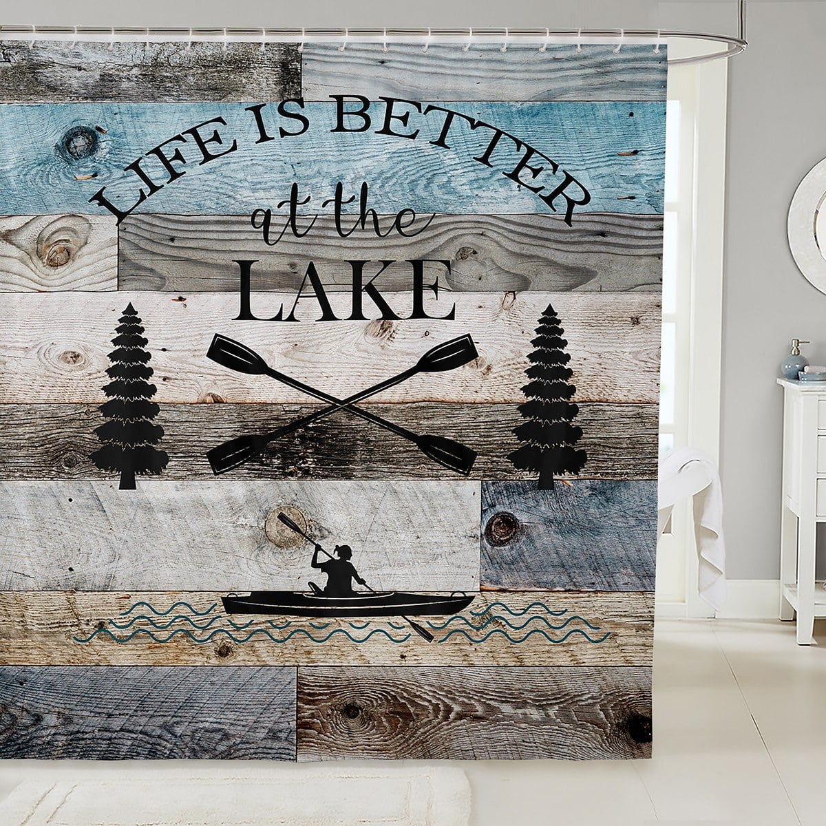 Erosebridal Lake House Shower Curtain, Love Lake Life Bath Curtain ...