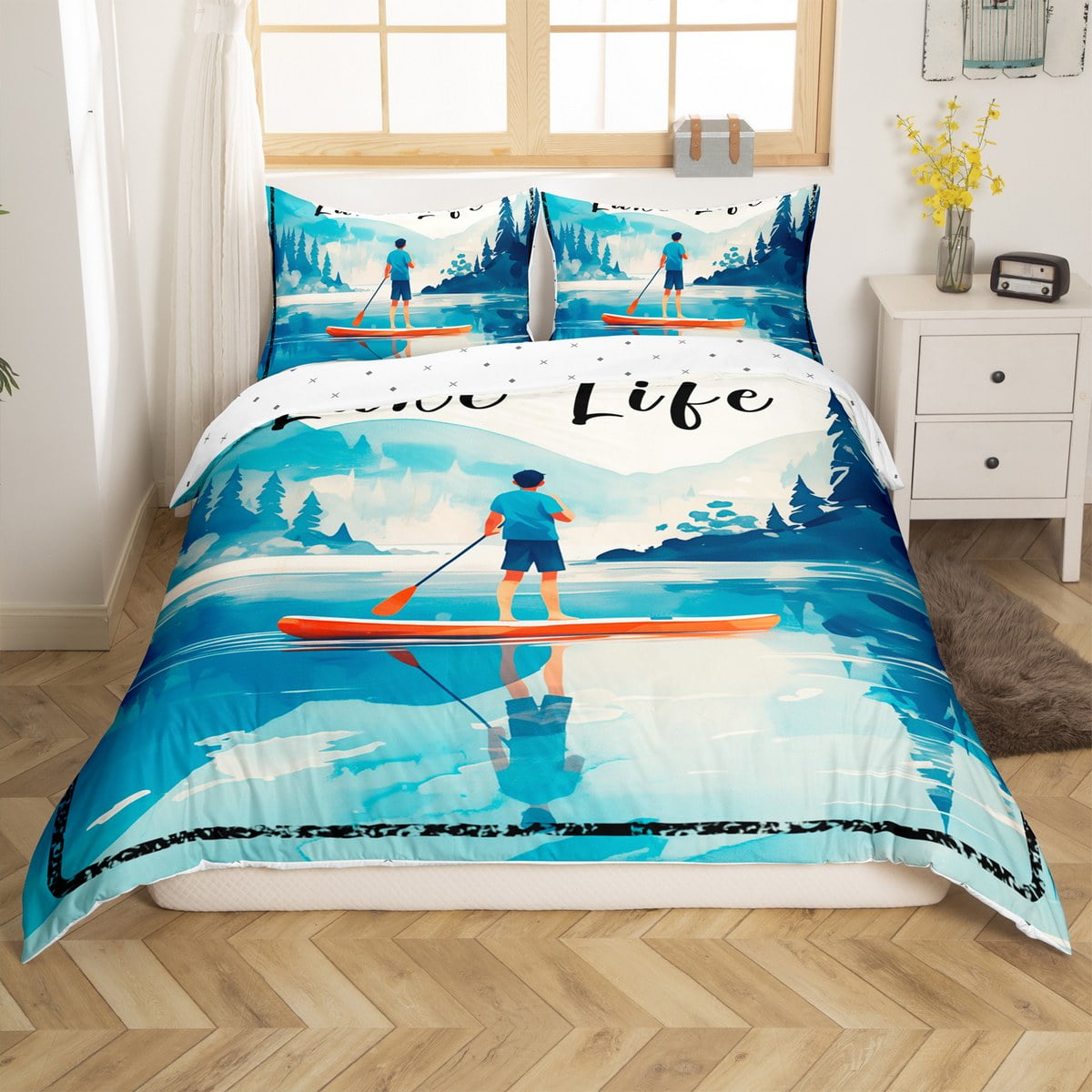 Erosebridal Lake Life Comforter Cover Full, Rustic Lake House Bedding ...