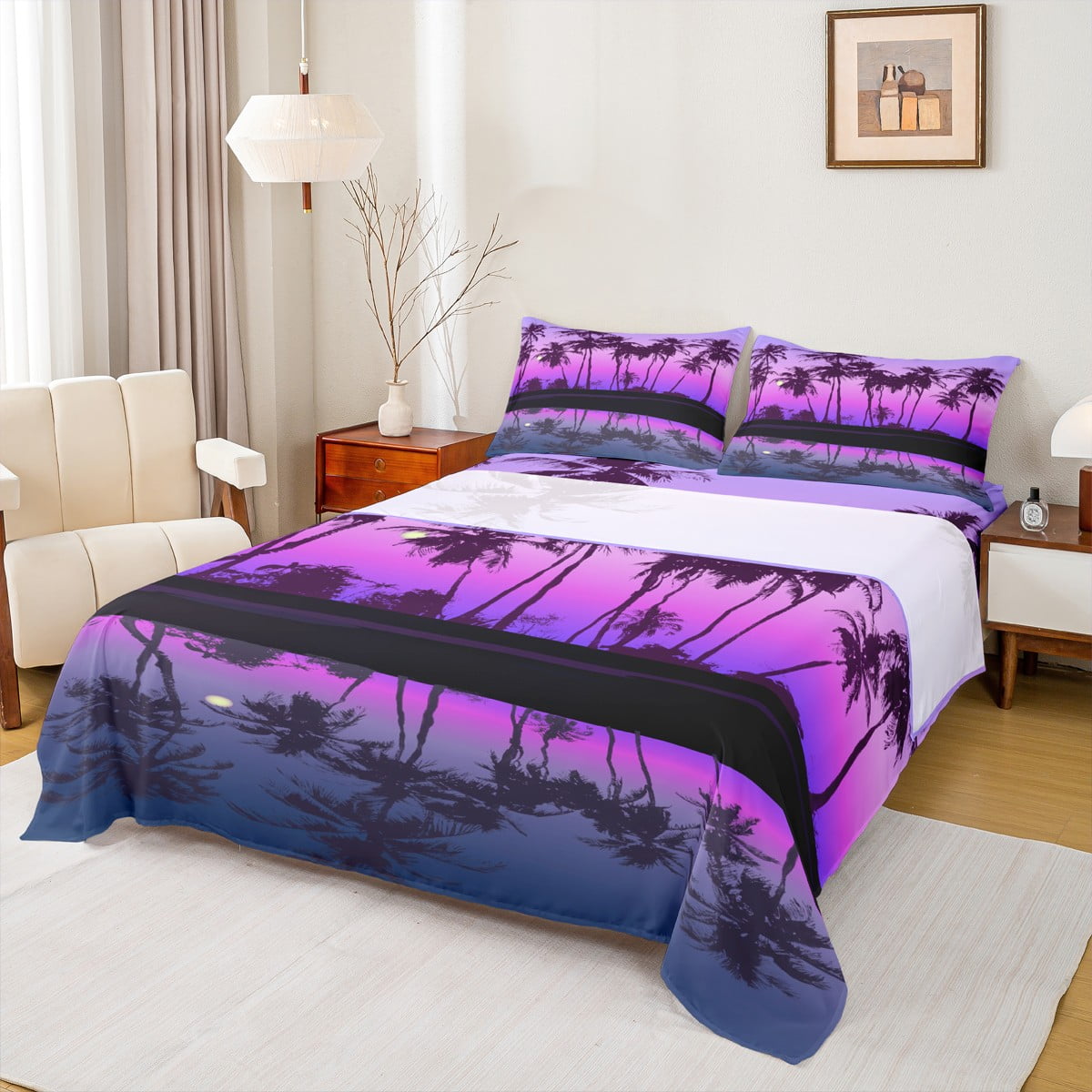 Erosebridal Lake Ocean Sheet Set King, Orchid Dreamy Sky Bed Sheets ...