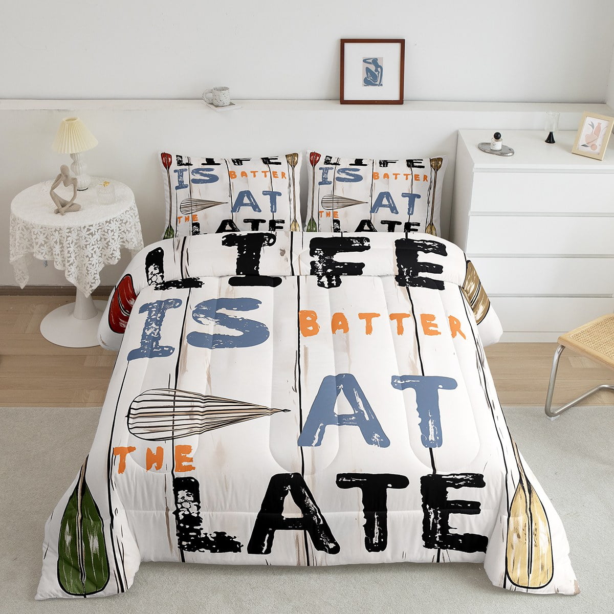 Erosebridal Lake Paddle Boat Bedding Full Comforter Set, Rustic Lake ...