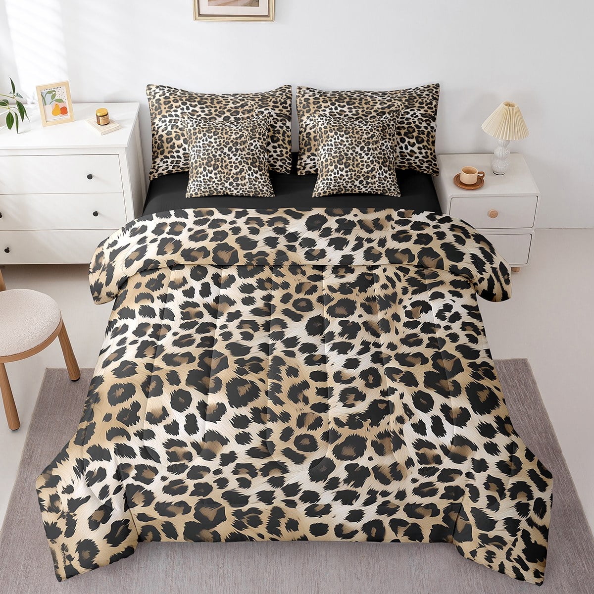 Erosebridal Leopard Cheetah Bedding Twin Size, Animal Print Bed in a ...