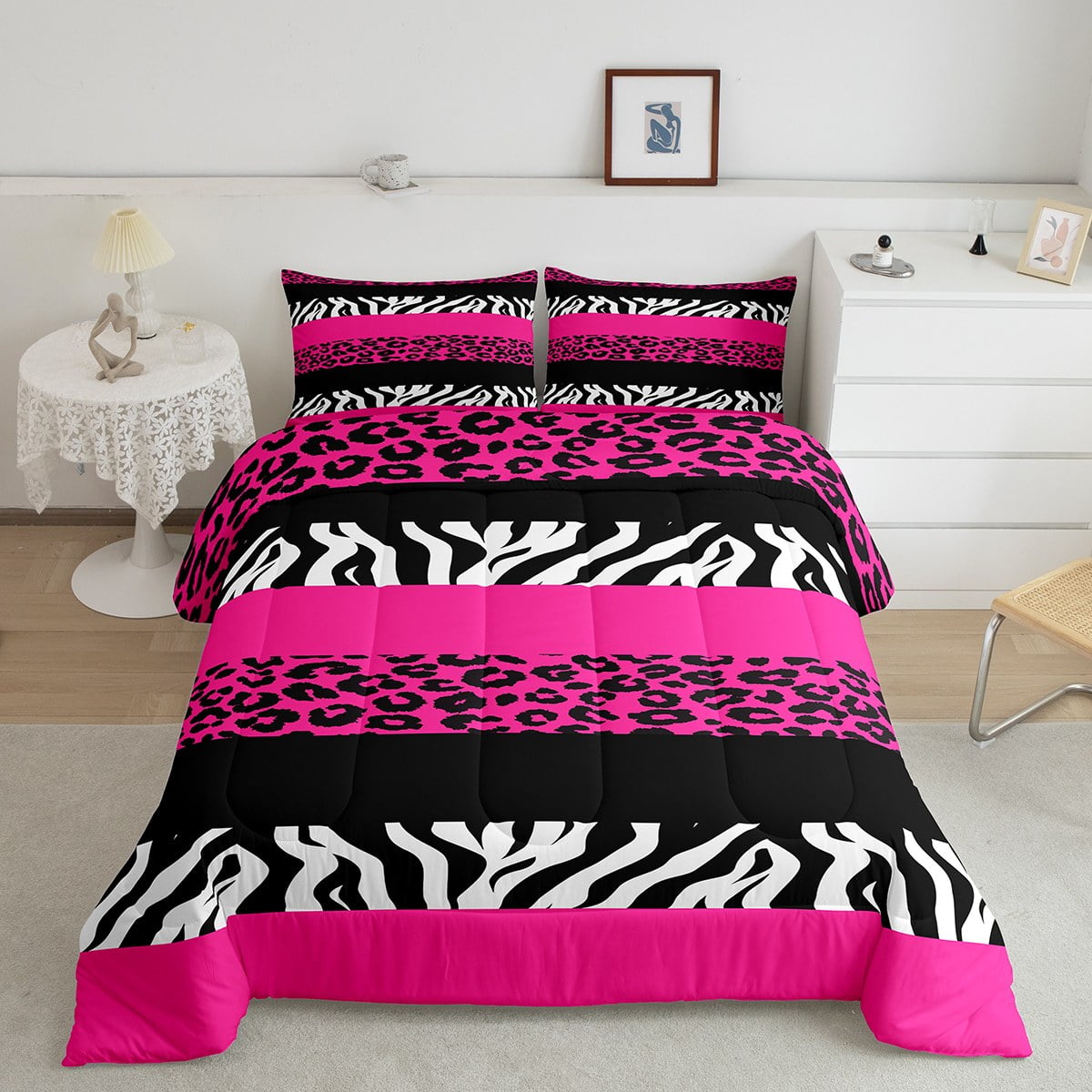 Erosebridal Leopard Cheetah Print Comforter Sets King Size, Zebra Print ...