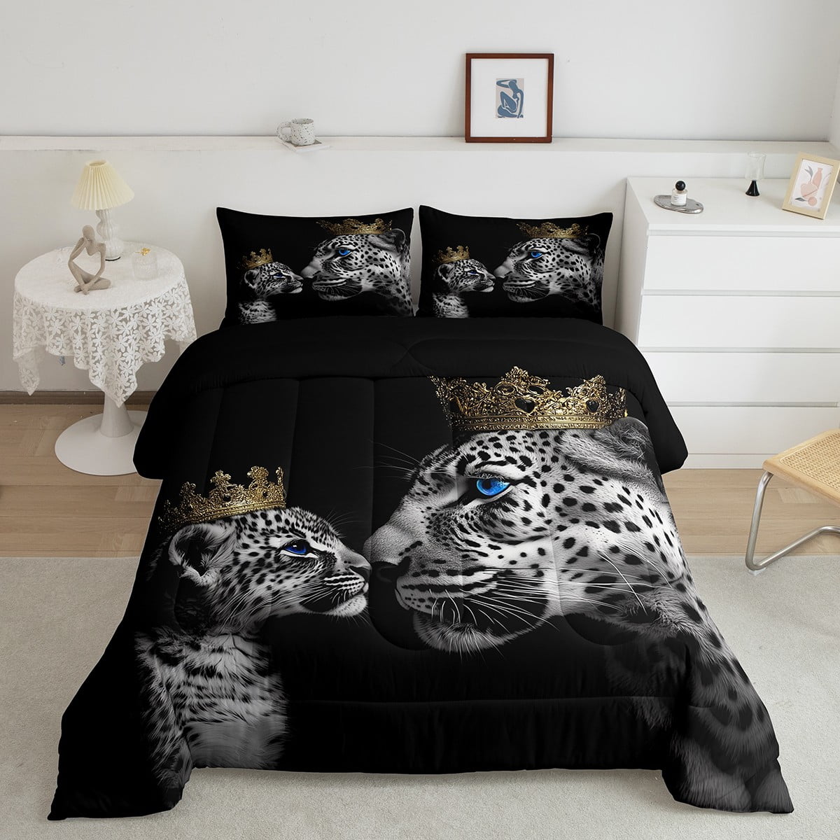 Erosebridal Leopard Comforter Set King Queen Bedding Set for Women Men ...