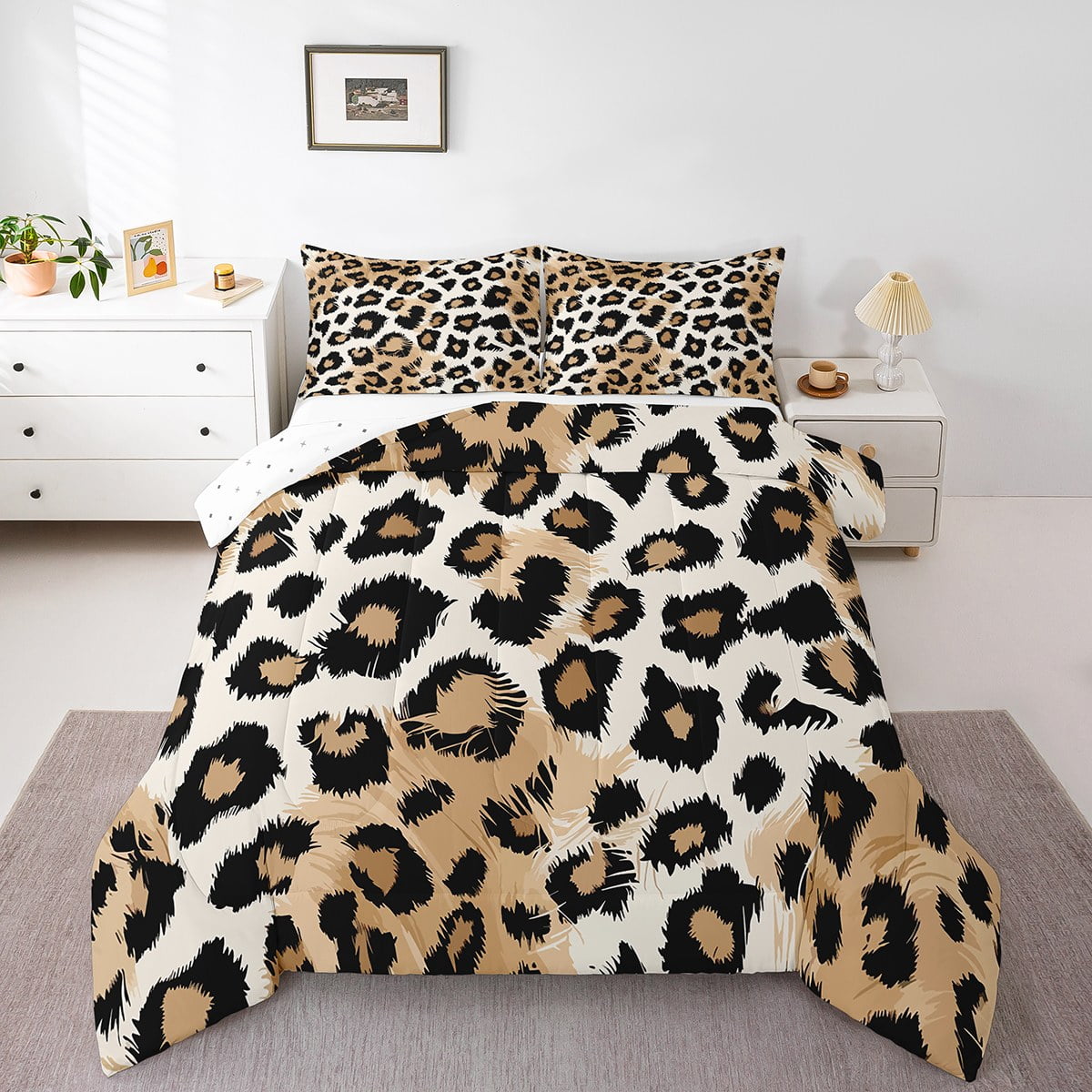 Erosebridal Leopard Print Bedding King Comforter Set,Woodland Animal ...