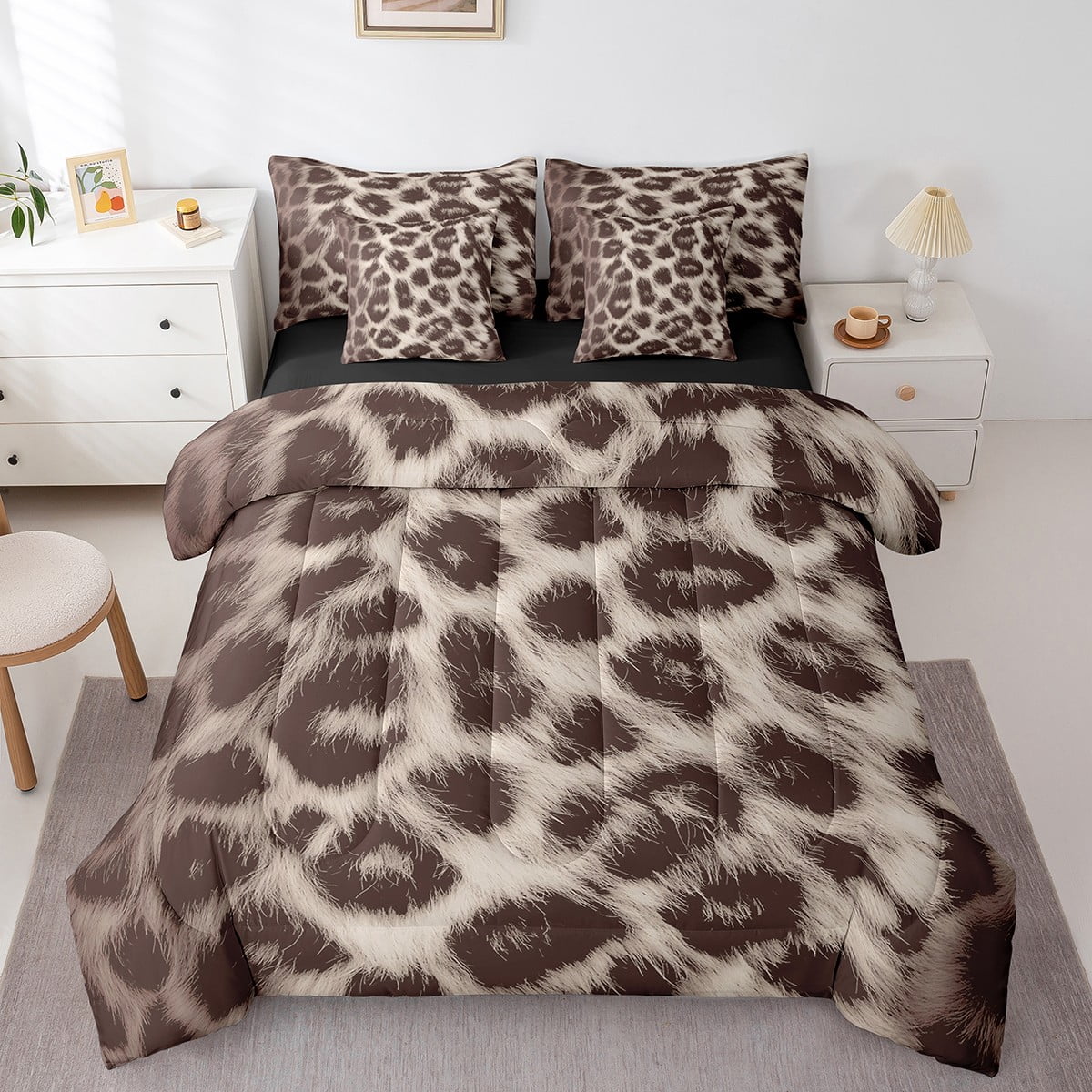 Erosebridal Leopard Print Bedding Sets Twin Size, Wildlife Comforter ...