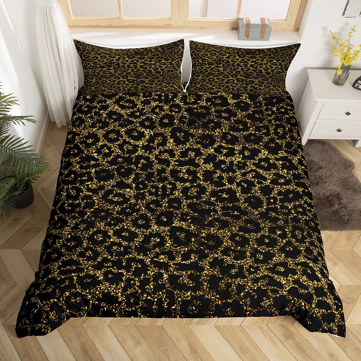 Erosebridal Leopard Print Comforter Cover King,Wild Animal Bedding King ...