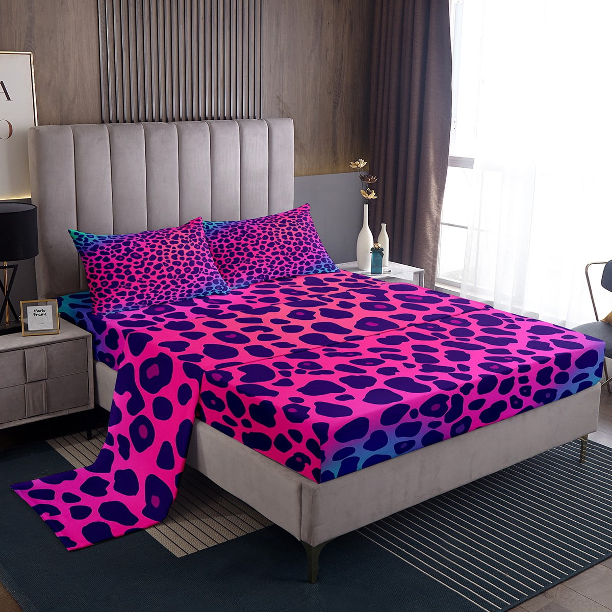 Erosebridal Leopard Print Fitted Sheet,Cheetah Print Bed Sheets,0Mbre ...