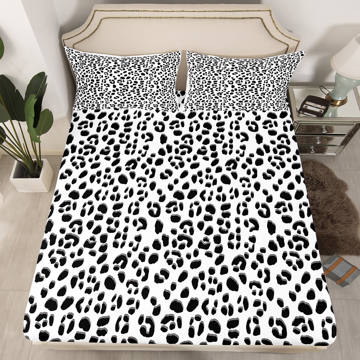 Erosebridal Leopard Print Fitted Sheet Set Queen,Wildlife Print Fitted ...