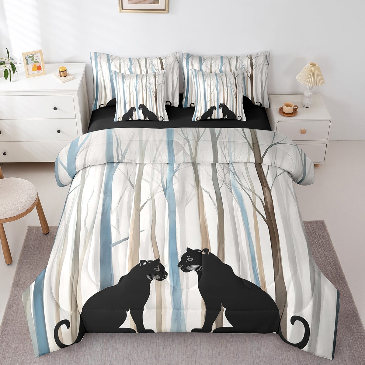 Erosebridal Leopard Silhouette Bed in a Bag Twin size, Wild Cheetah ...