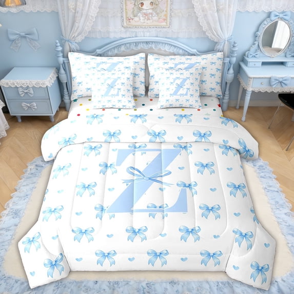 Erosebridal Letter Z Bow Heart Bedding Comforter Set for Boys Girls ...