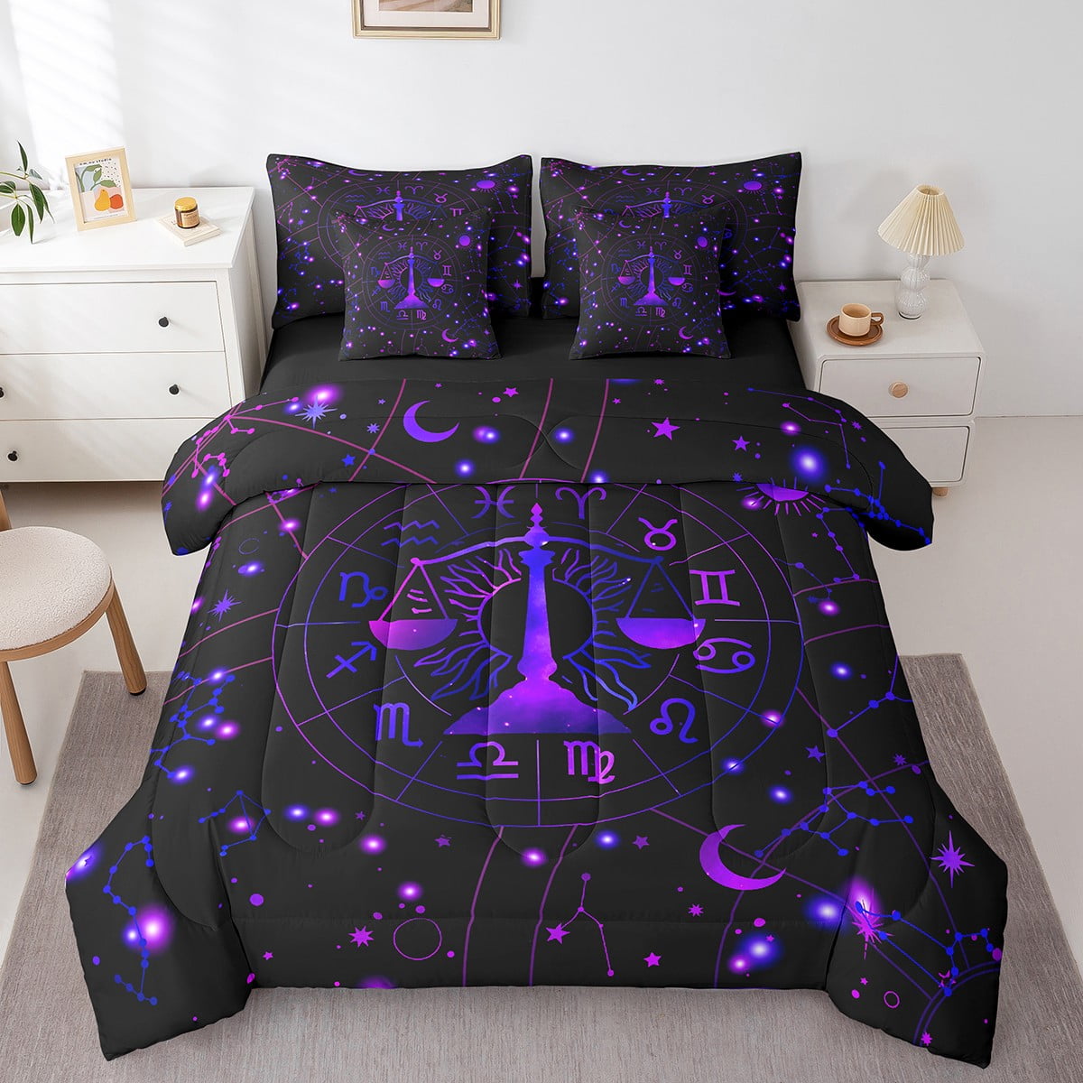 Erosebridal Libra Comforter Set Full Size 7 Pieces Constellations 12 Horoscope Astrology Bedding ...
