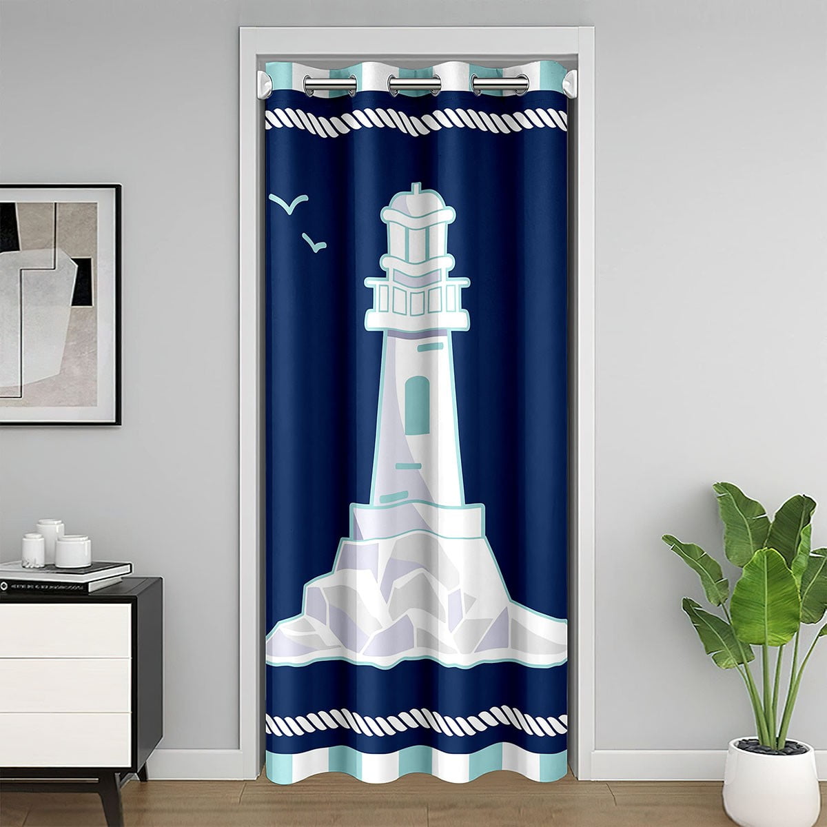 Erosebridal Lighthouse Door Curtain For Doorways 42x80, Marine Coastal ...