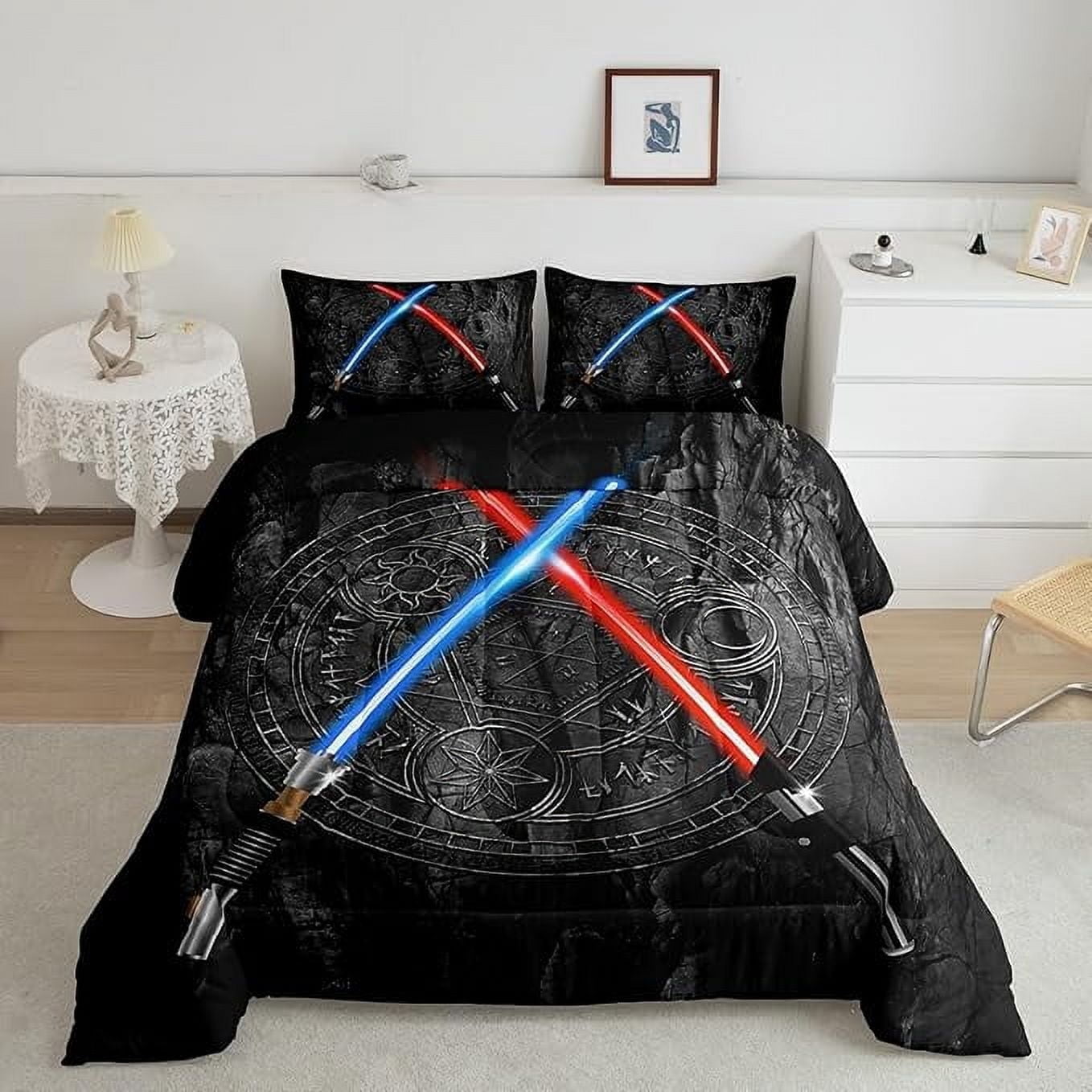 Erosebridal Lightsaber Comforter Set Twin Size 3D Neon Blue Red Bedding ...