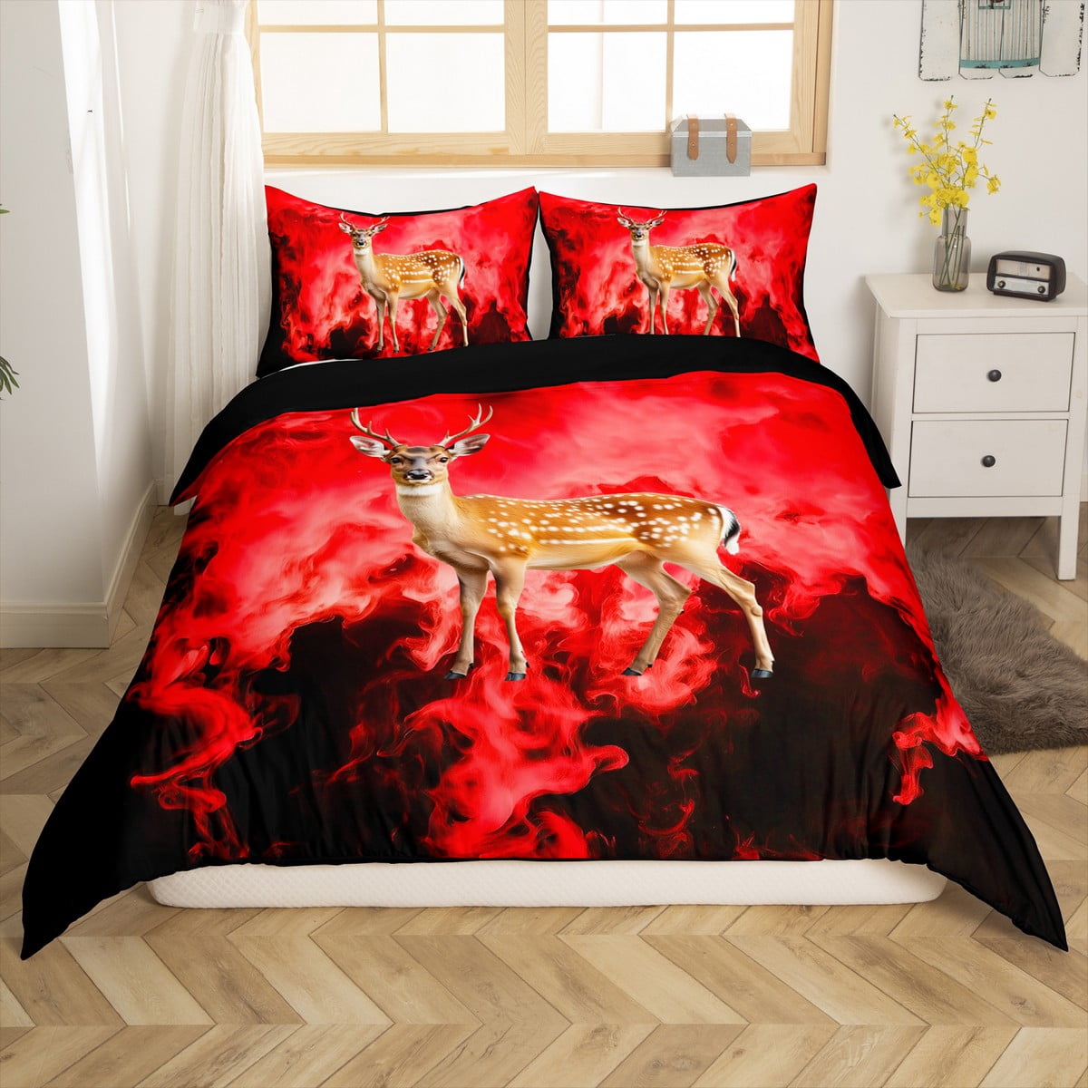 Erosebridal Lion Comforter Cover Queen for Teens, Woodland Wildlife ...