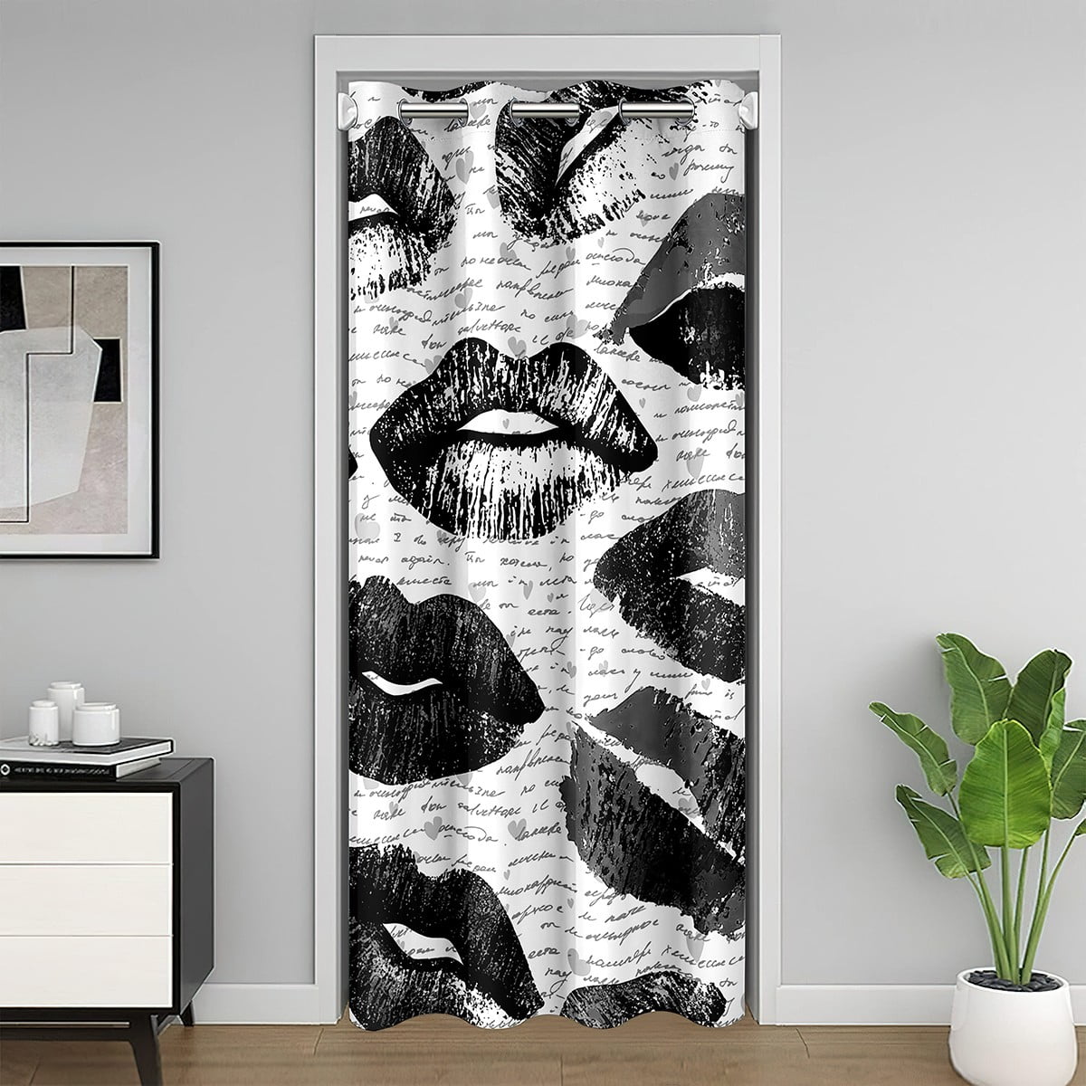 Erosebridal Lip Print Door Curtain Panel 42x80, Cool Princess Black Out ...