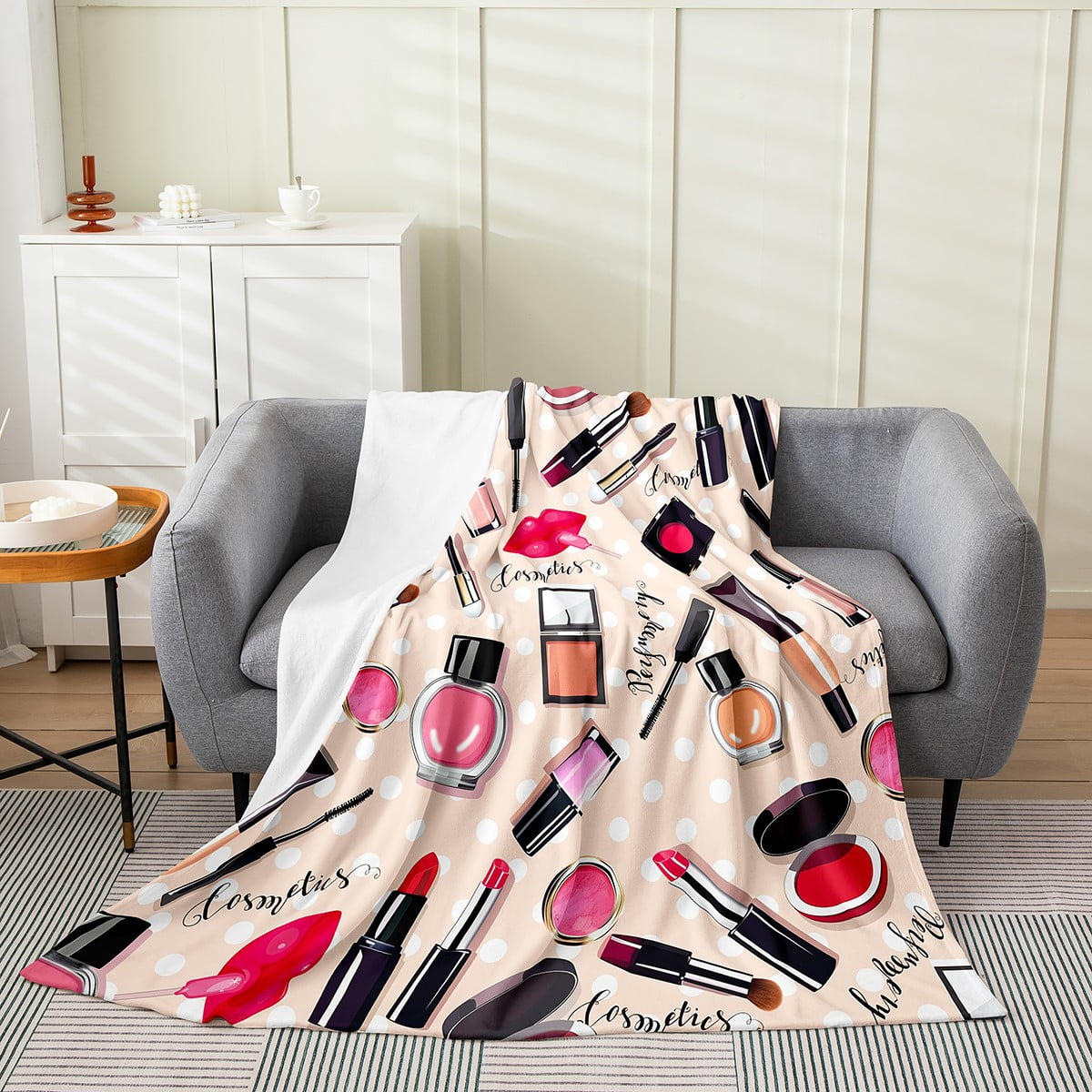 Erosebridal Lipstick Eye Shadow Throw Blanket for Couch 30x40,Cosmetics ...